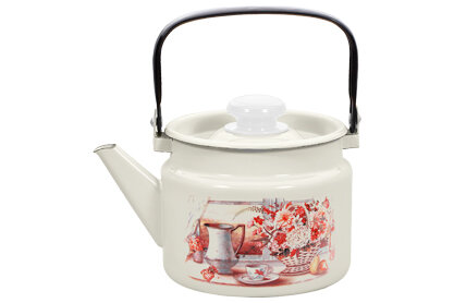 Чайник эмалированный 2,0л Летний этюд для всех плит, Лысьвенские эмали
