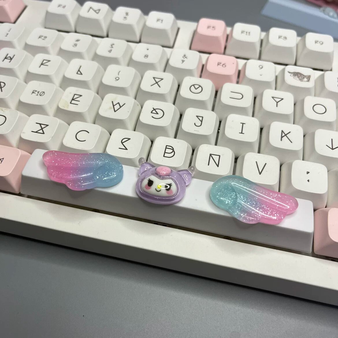 Милый кейкап в виде волшебных крыльев-сердечек, 6.25u, для механической клавиатуры, перекрестная ось, розовый кейкап с