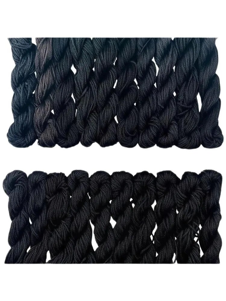 20 шт. нейлоновый шнур 1 мм, шнур с китайским узлом, нейлоновая нить, для плетения колье, браслета, бус, поделок своими руками, 20 жгутов по 22 м (черный)