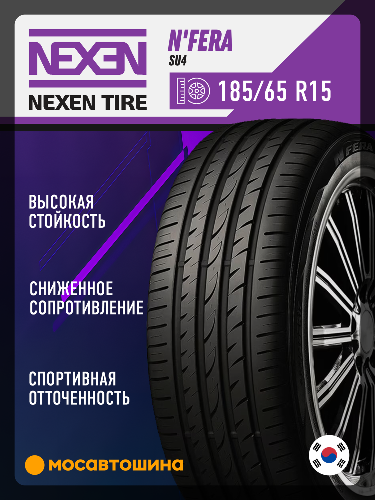 Летние автомобильные шины Nexen N'Fera SU4 185/65 R15 88H