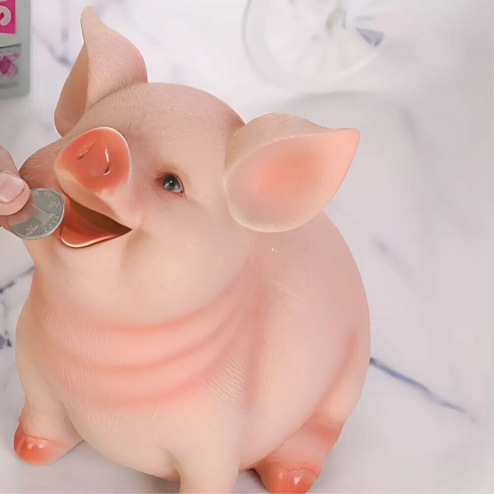 Копилка "Свинка", для денег, для монет, розовая, 15x13x20 см