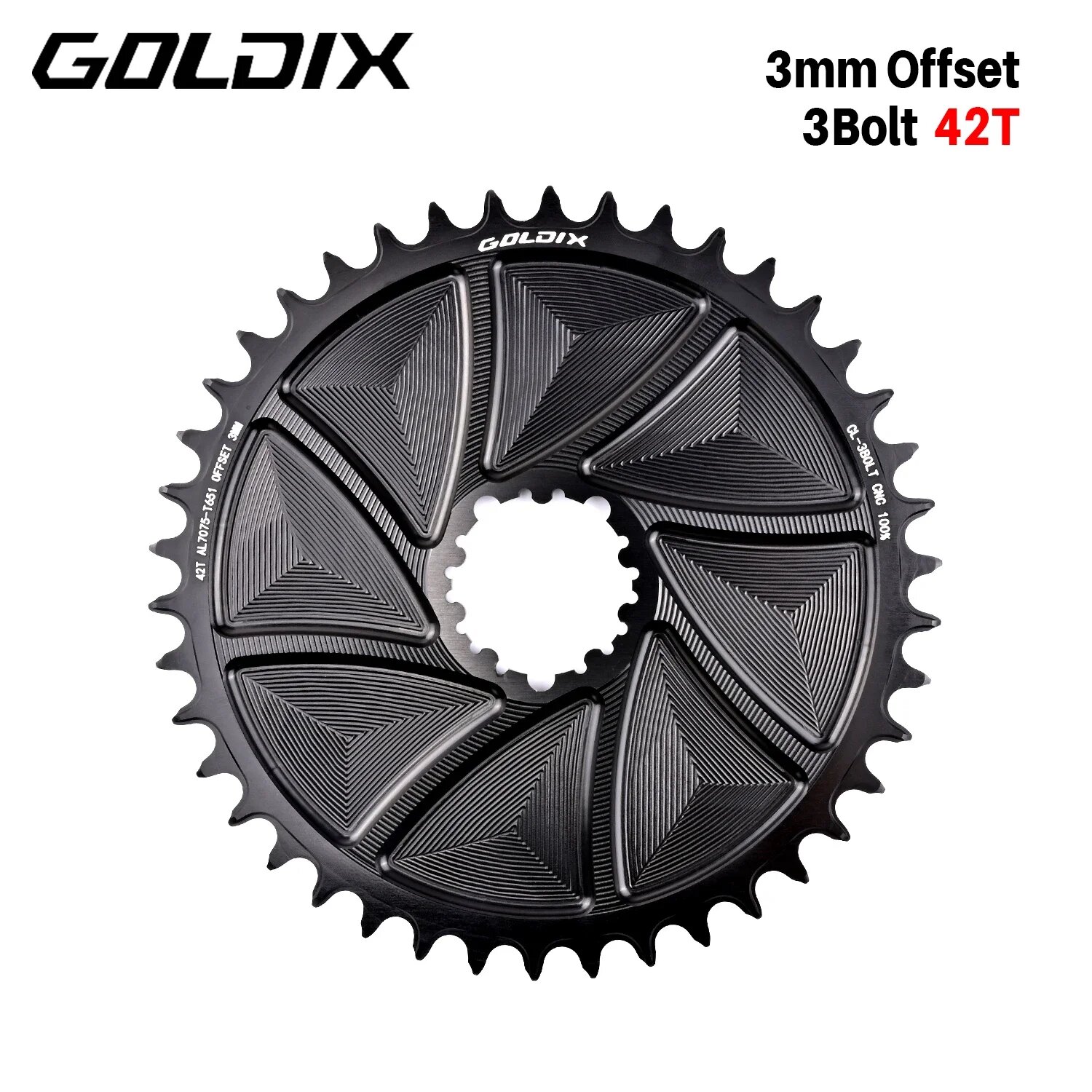 Зубчатая планка GOLDIX 3 болта для велосипедов из алюминиевого сплава 3Bolt 42T