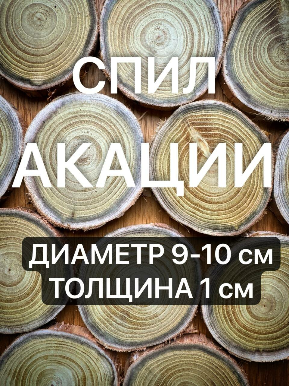 Спил дерева Акация, диаметр 9-10 см, толщина 1см, 1 шт
