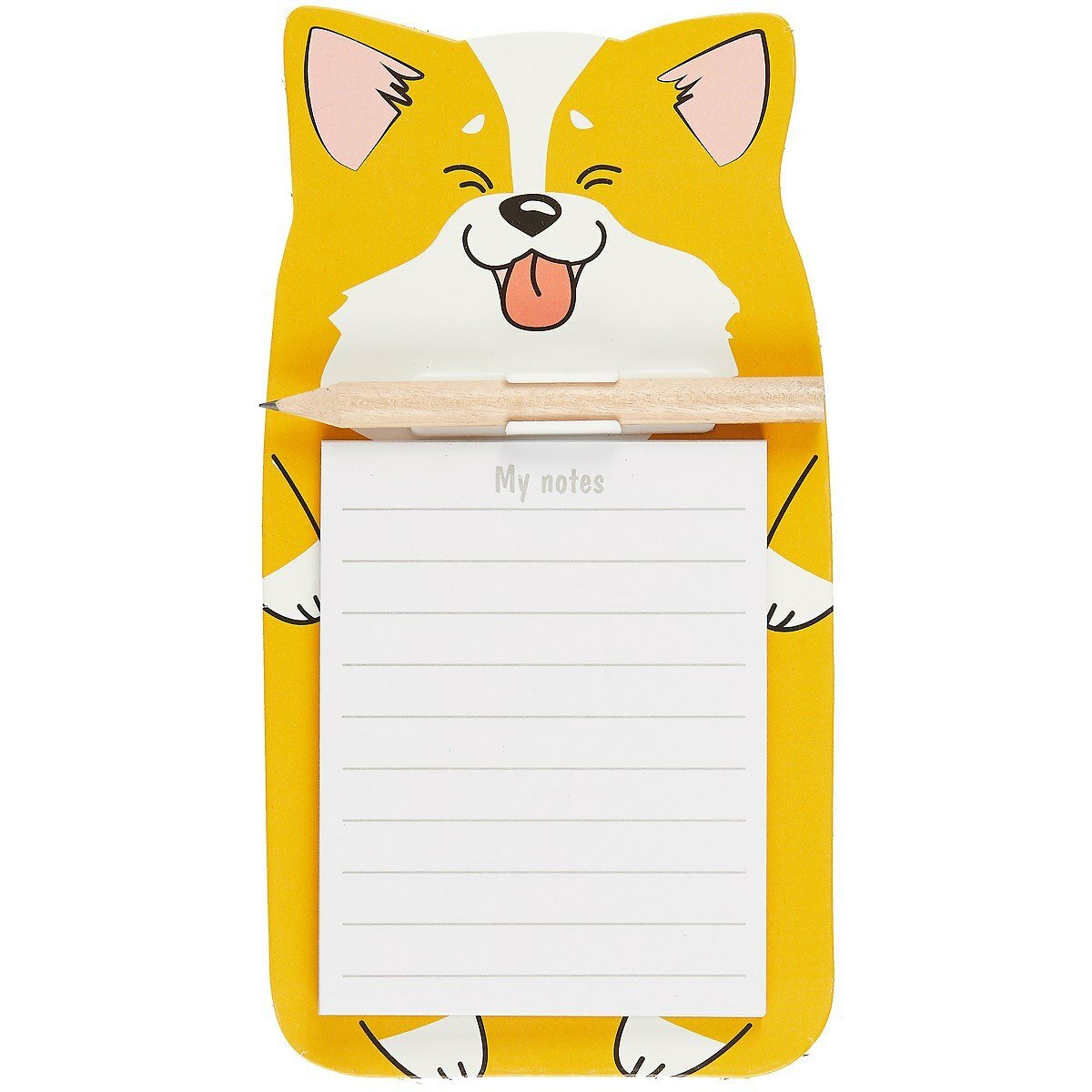 Блок для записей с карандашом 90*170 40л на магните "Корги", инд. уп, ассорти