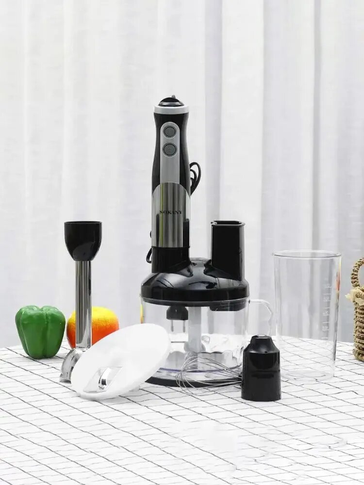 Кухонный комбайн с нарезкой кубиками Sokany 8-в-1 с блендером и насадками для взбивания