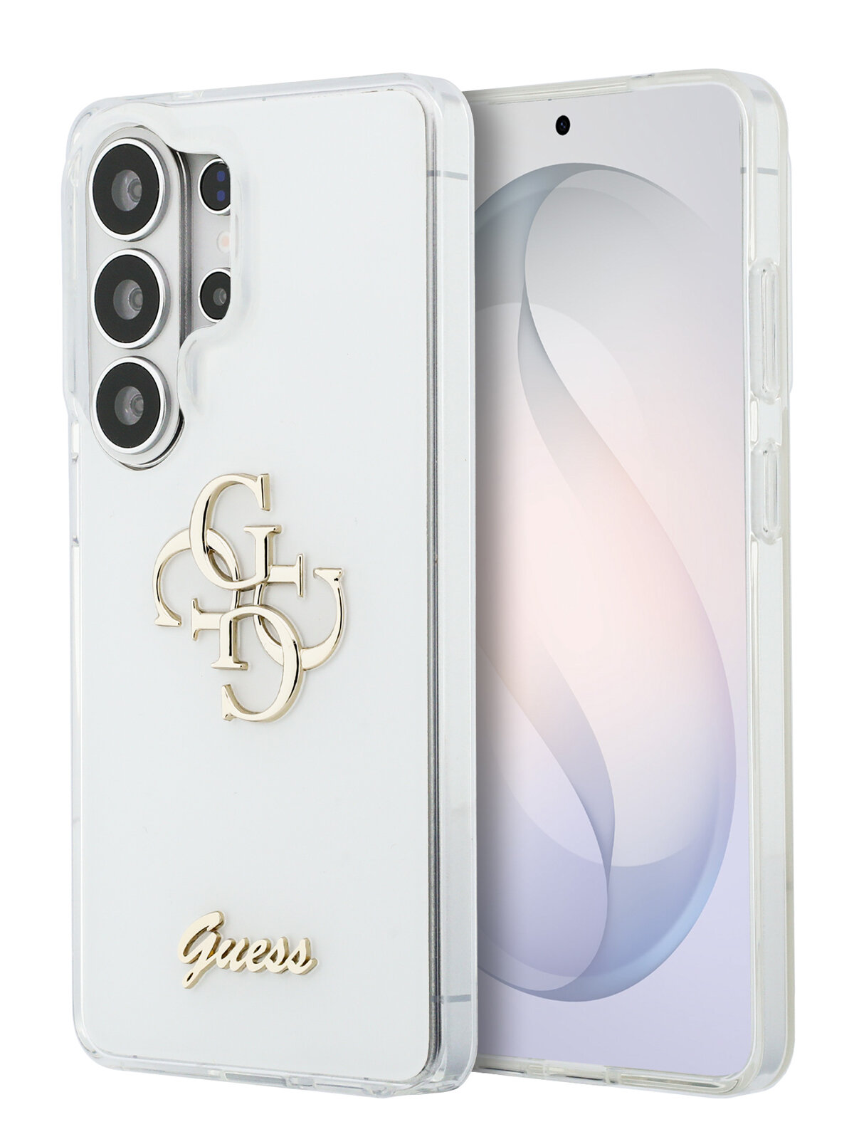 Чехол Guess на Samsung Galaxy S26 Ultra, с принтом IML Design, с защитной рамкой вокруг камеры, белый