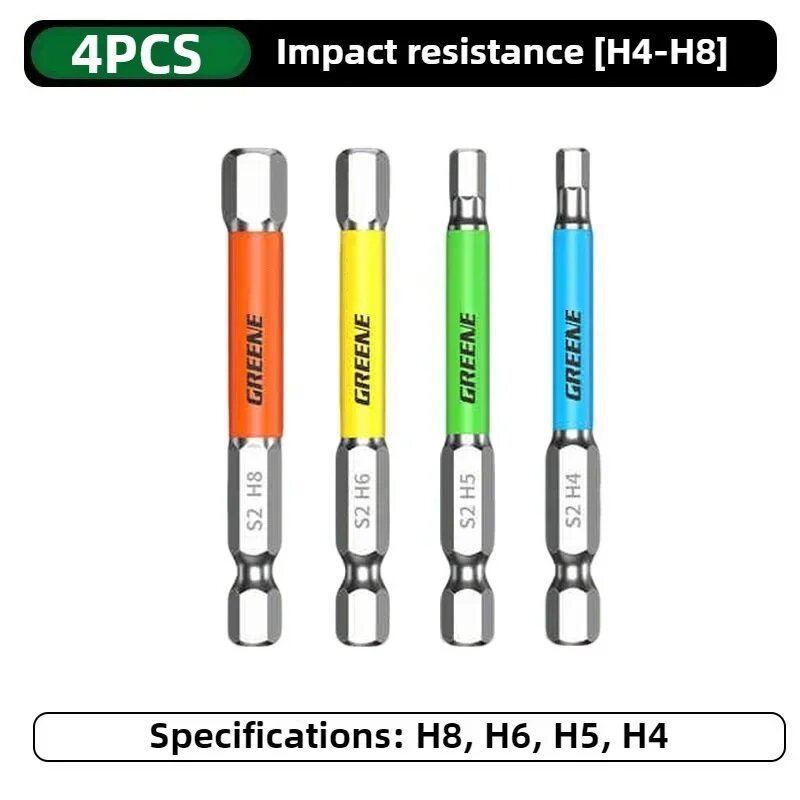 Набор ударных сверл и бит из стали 1/4 дюйма 4pcs H4-H8
