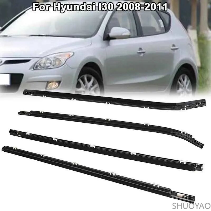 Уплотнитель бокового стекла для Hyundai I30 2008-2011, черный, резина, комплект