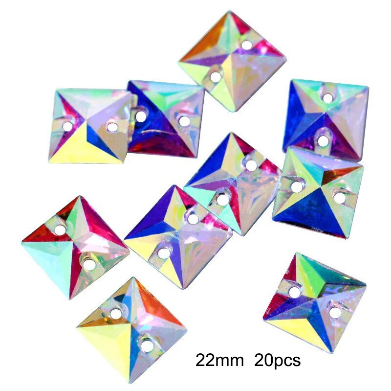 Стразы квадратные 22 мм CrystalAB, 20 шт