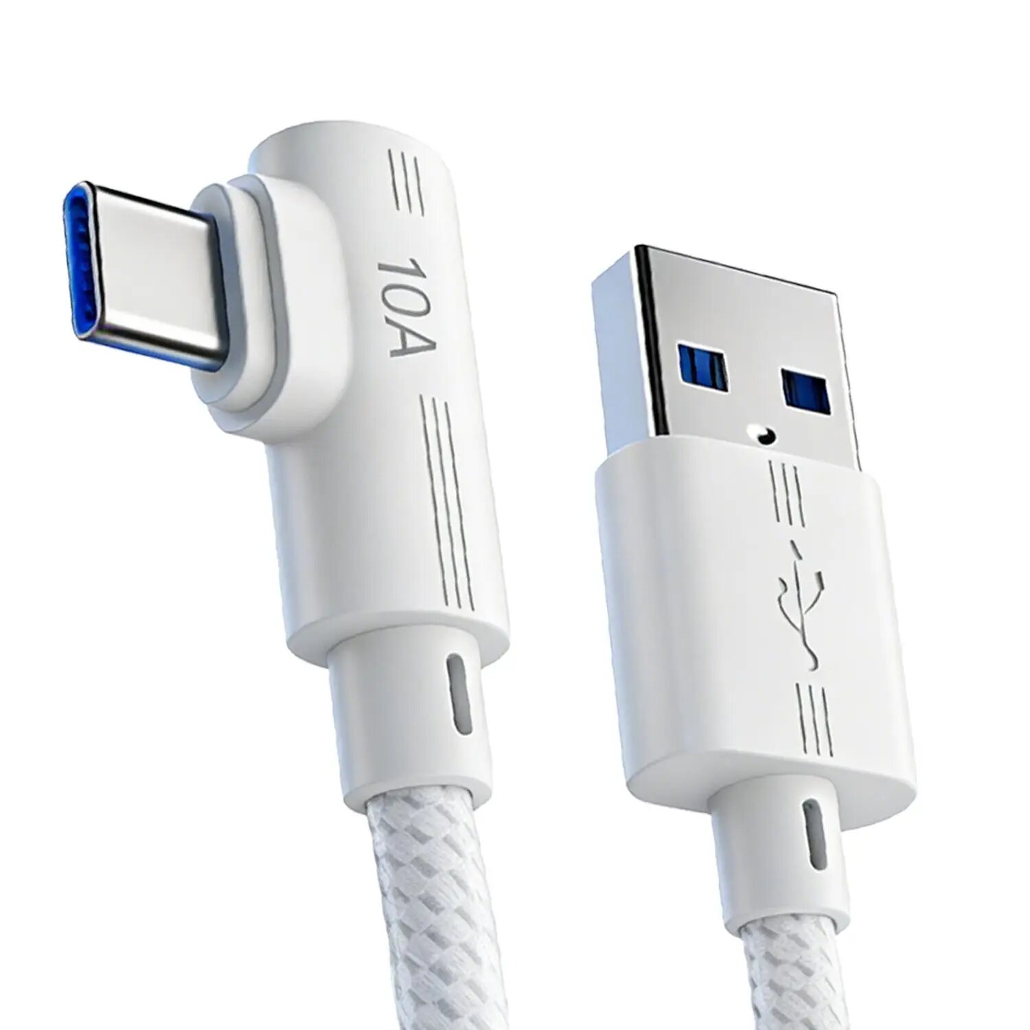 USB-C кабель 10A 1м, 90° Elbow, нейлоновый
