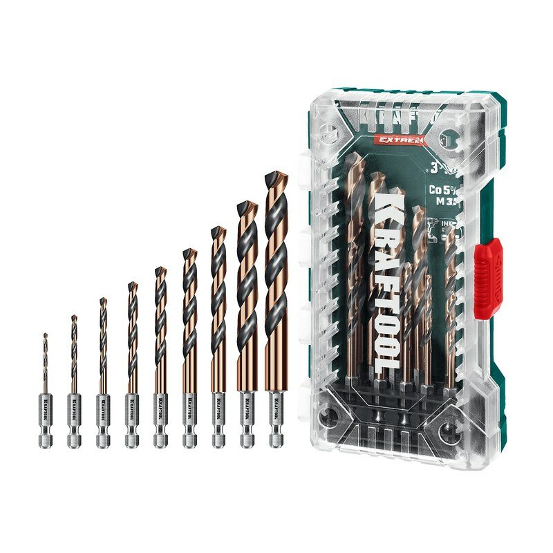 Набор сверл Kraftool 29652-H10 НЕХ-1/4, 10 шт, по металлу для винтовёртов и шуруповертов IMPACT Ready
