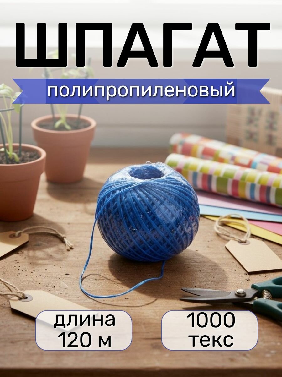 Шпагат полипропиленовый 120 метров, синий