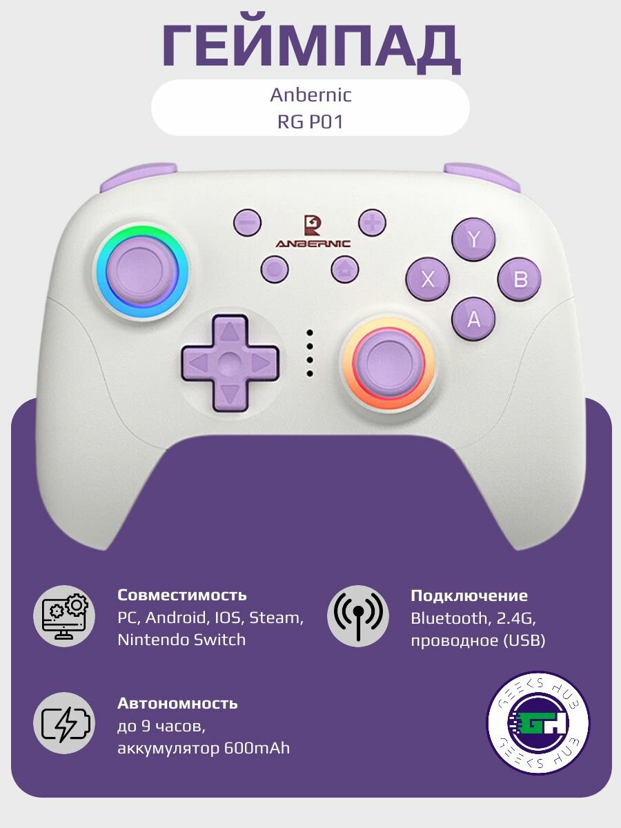 Геймпад Anbernic RG P01, белый, для PC, Android, IOS, Steam, Nintendo Switch