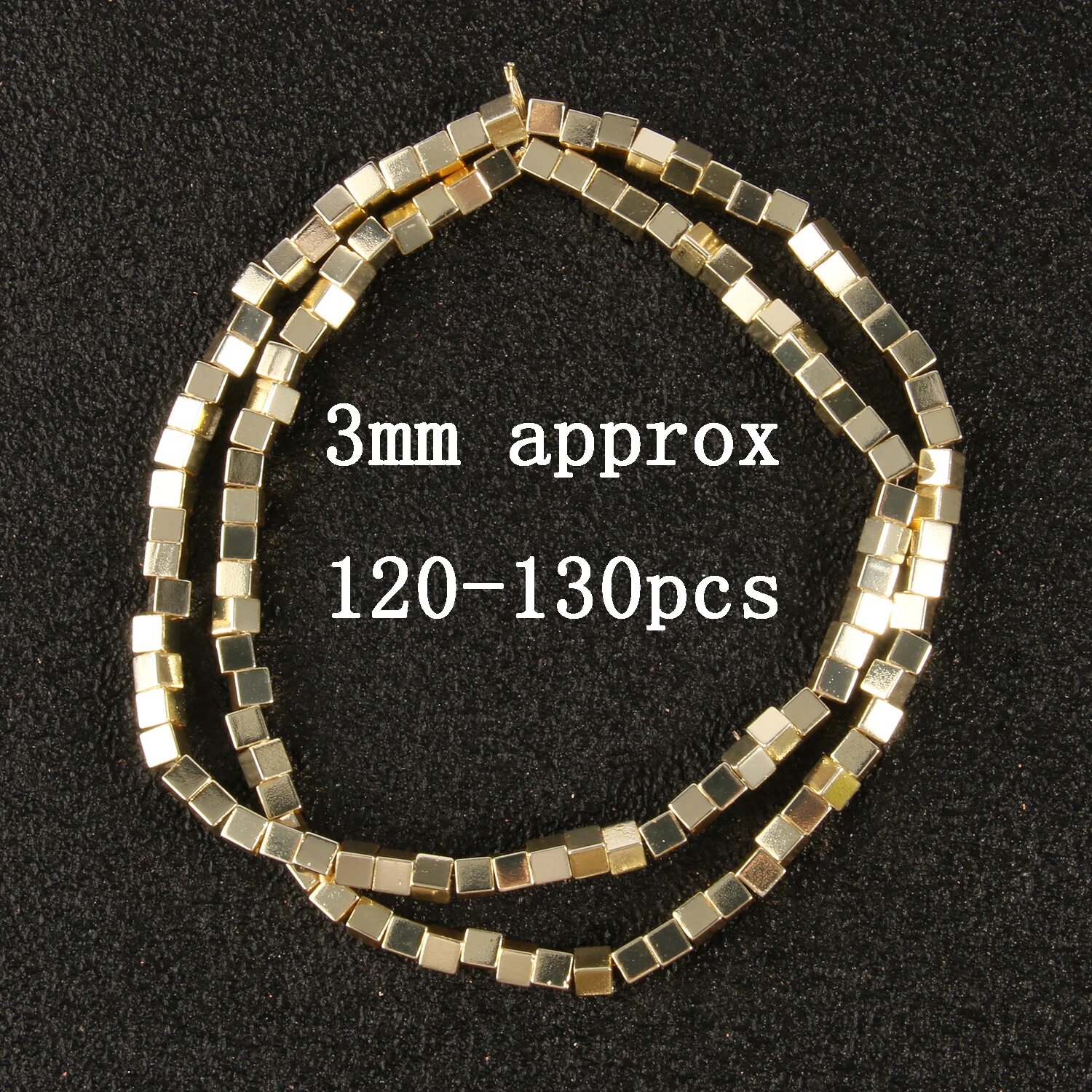 Бусины из гематита золотого цвета 9к cube 3mm
