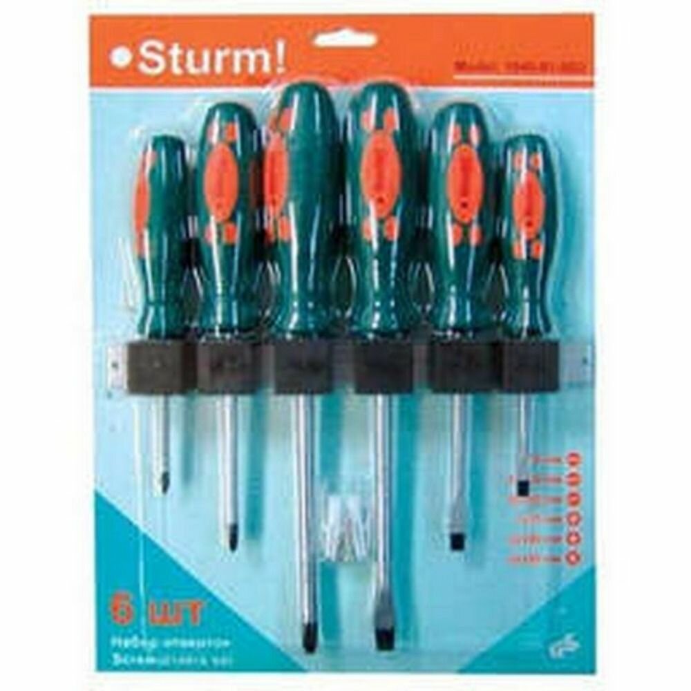 Набор отверток Sturm в блистере 6 шт, хромованадиевая сталь 1040-01-SS3