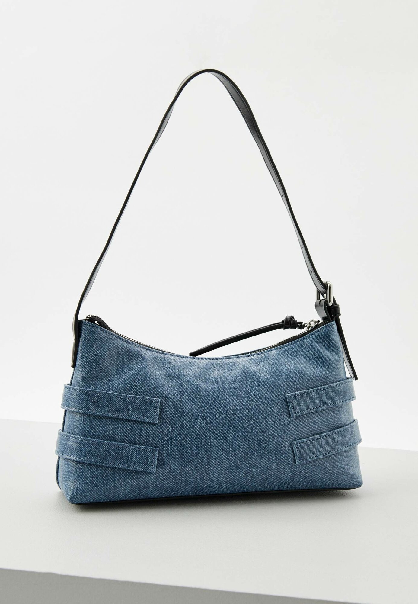 Сумка багет KARL LAGERFELD JEANS BUCKLE, фактура гладкая, лаковая, голубой — фото 1