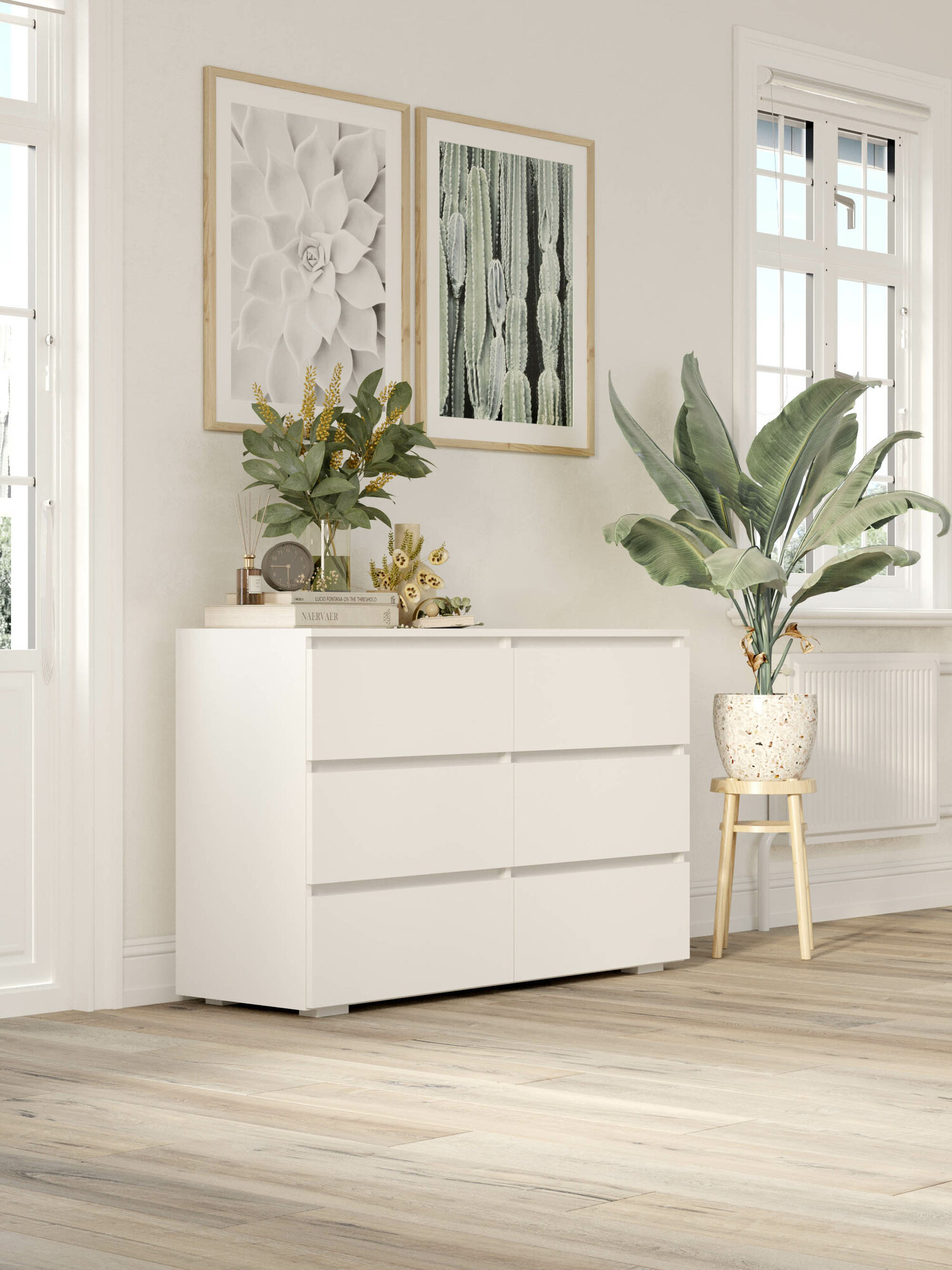 Комод для одежды A-A MEBEL Идея 6 ящиков ЛДСП белый 120 см x 40 см x 77 см