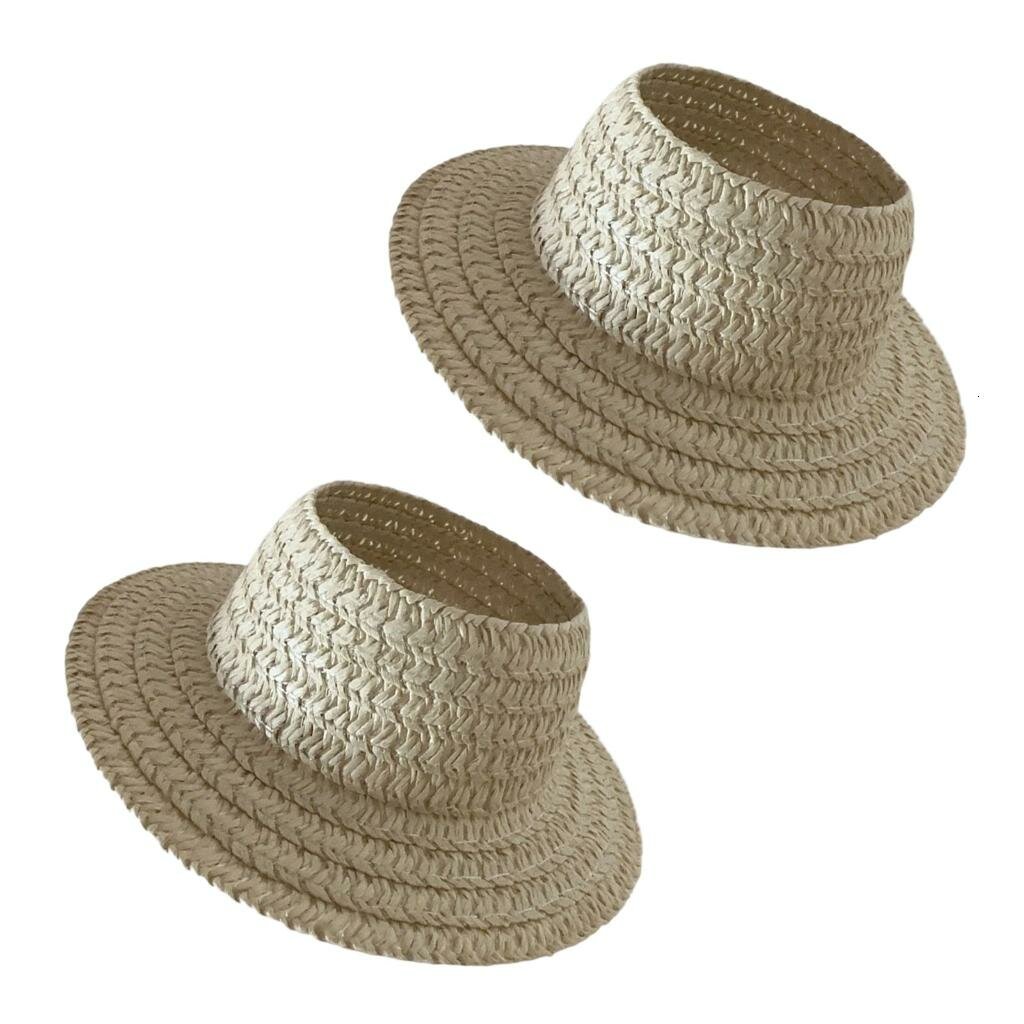 Соломенная шляпа-кукла с вырезами для ушей, Бежевый