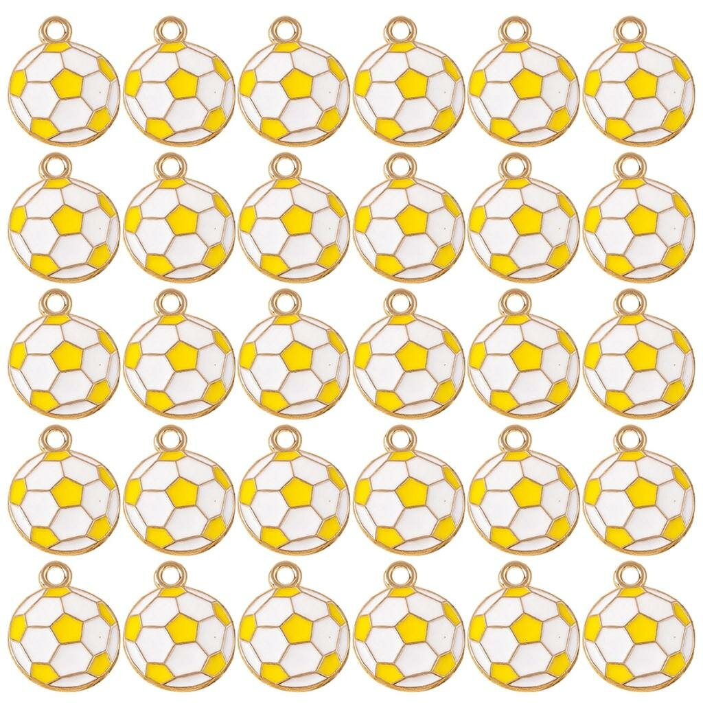 Футбольные шармы из сплава, 30 шт, Желтый