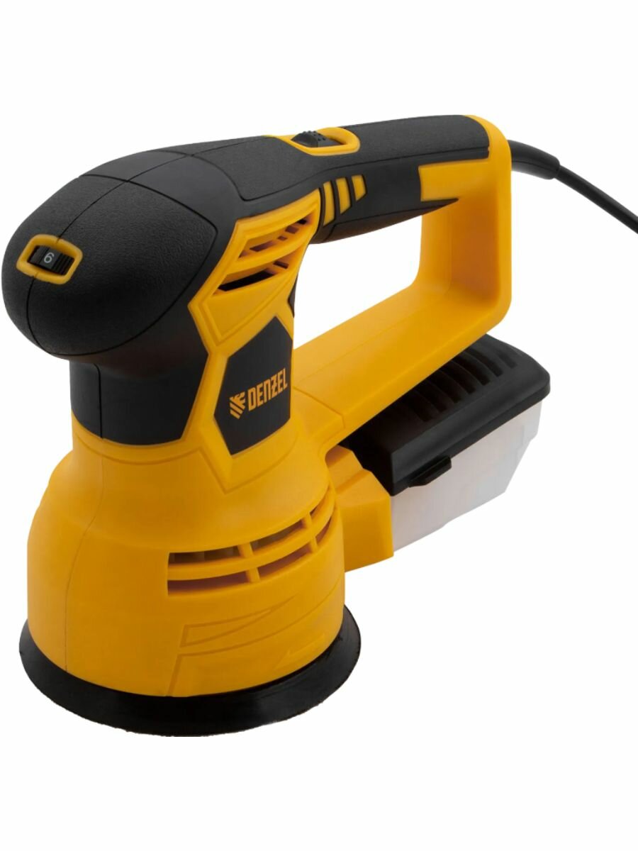Машина шлифовальная эксцентриковая Denzel OS-125, 450 Вт, 125 мм, желтый/черный
