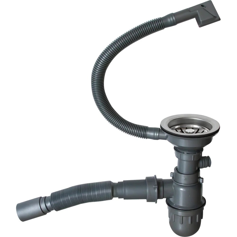 MIXLINE Сифон 3 1/2x40 с прямоуг. переливом, с гофрой 40x40 pro (сатин) 551689