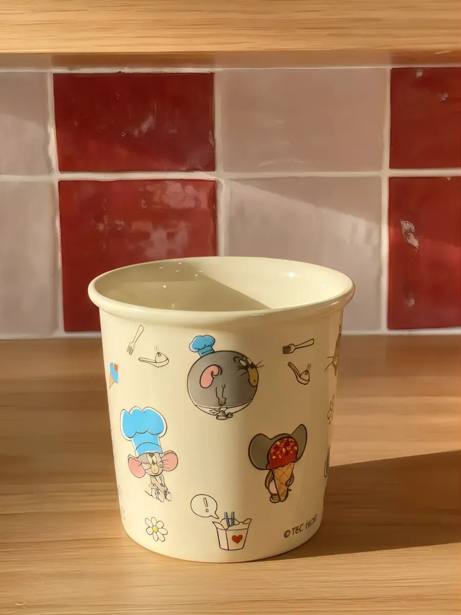 Кружка от бренда "Тепло в руках" - "Том и Джерри", керамика, цвет бежевый/голубой, 400мл