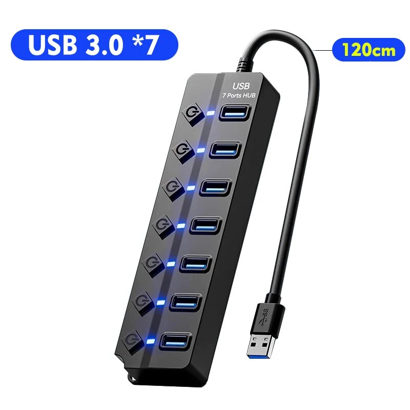 USB 3.0 хаб JUMPEAK 7 портов, 120см