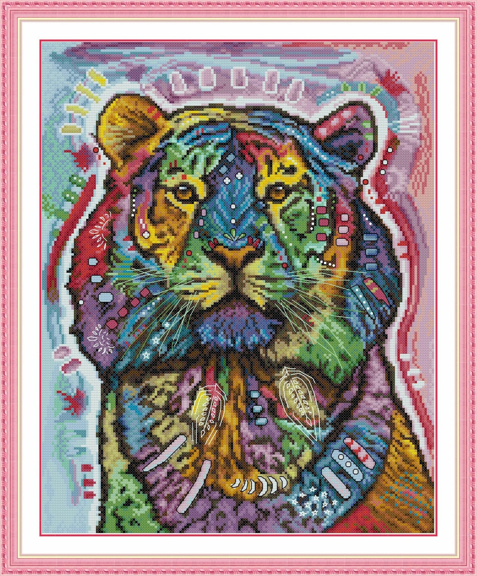 Эксклюзивный набор для вышивания крестом Тигр Шенвэй 36 на 44 см