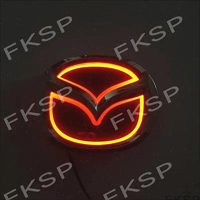 Шильдик эмблема Mazda светящаяся 3D для автомобилей 125*98mm, пластик