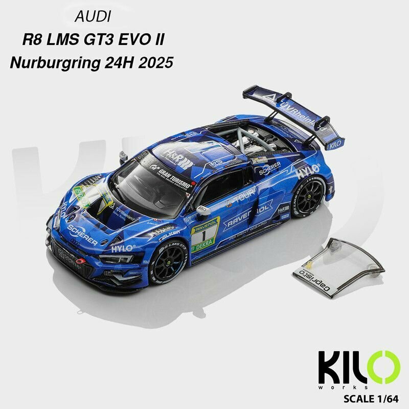Машинка Kilo works 1:64 Ауди R8 LMS GT3 EVO Модель легкосплавного автомобиля