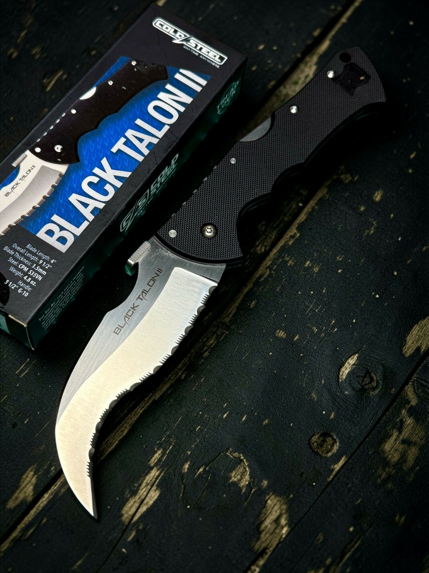 Нож складной Cold Steel CS22BS Black Talon II, Serrated Blade