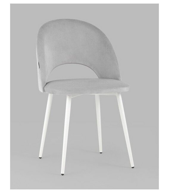 Стул Мамояда SN велюр светло-серый белые ножки