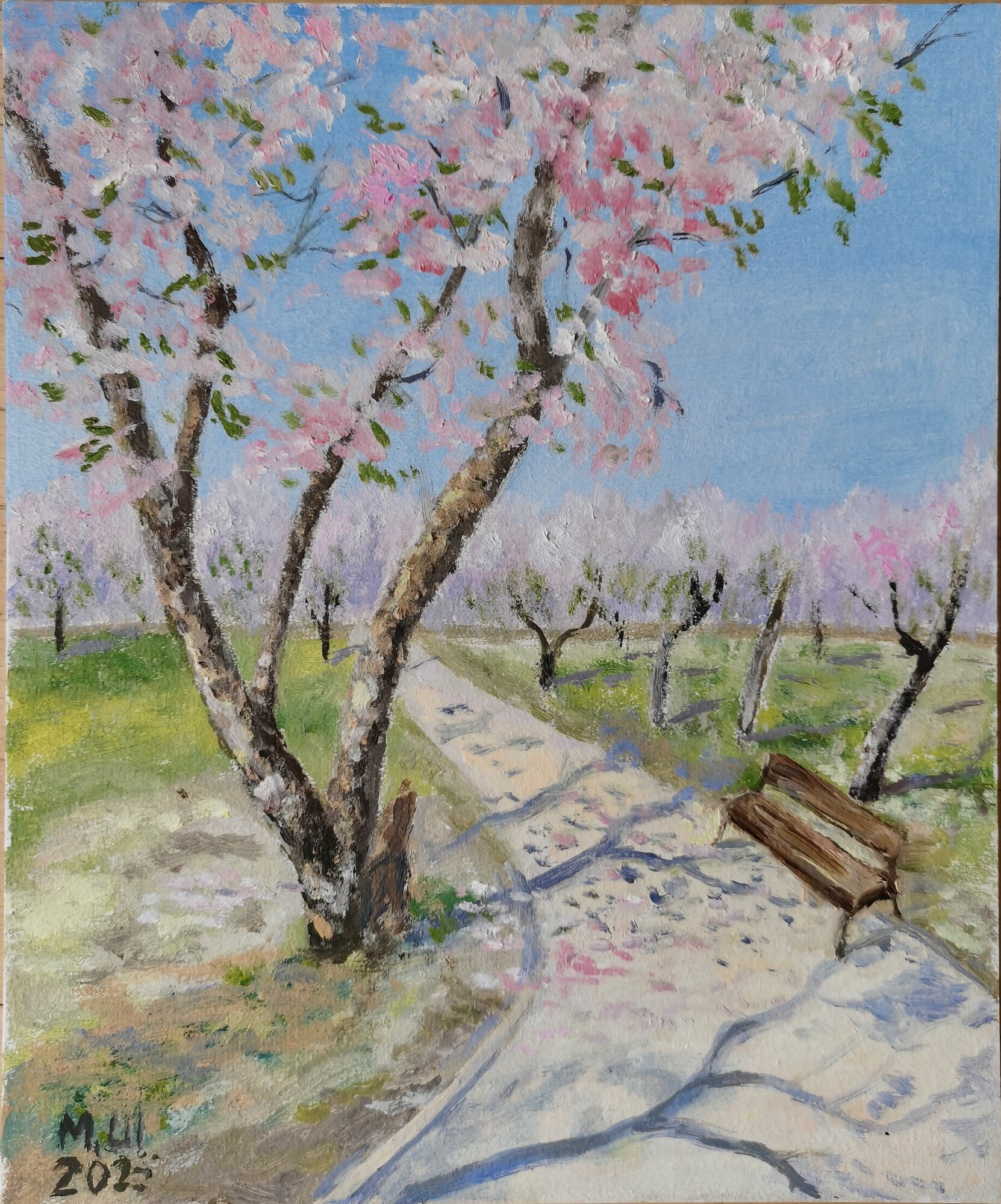 Картина маслом "Весна в Коломенском", ручная авторская работа, 30x25 см