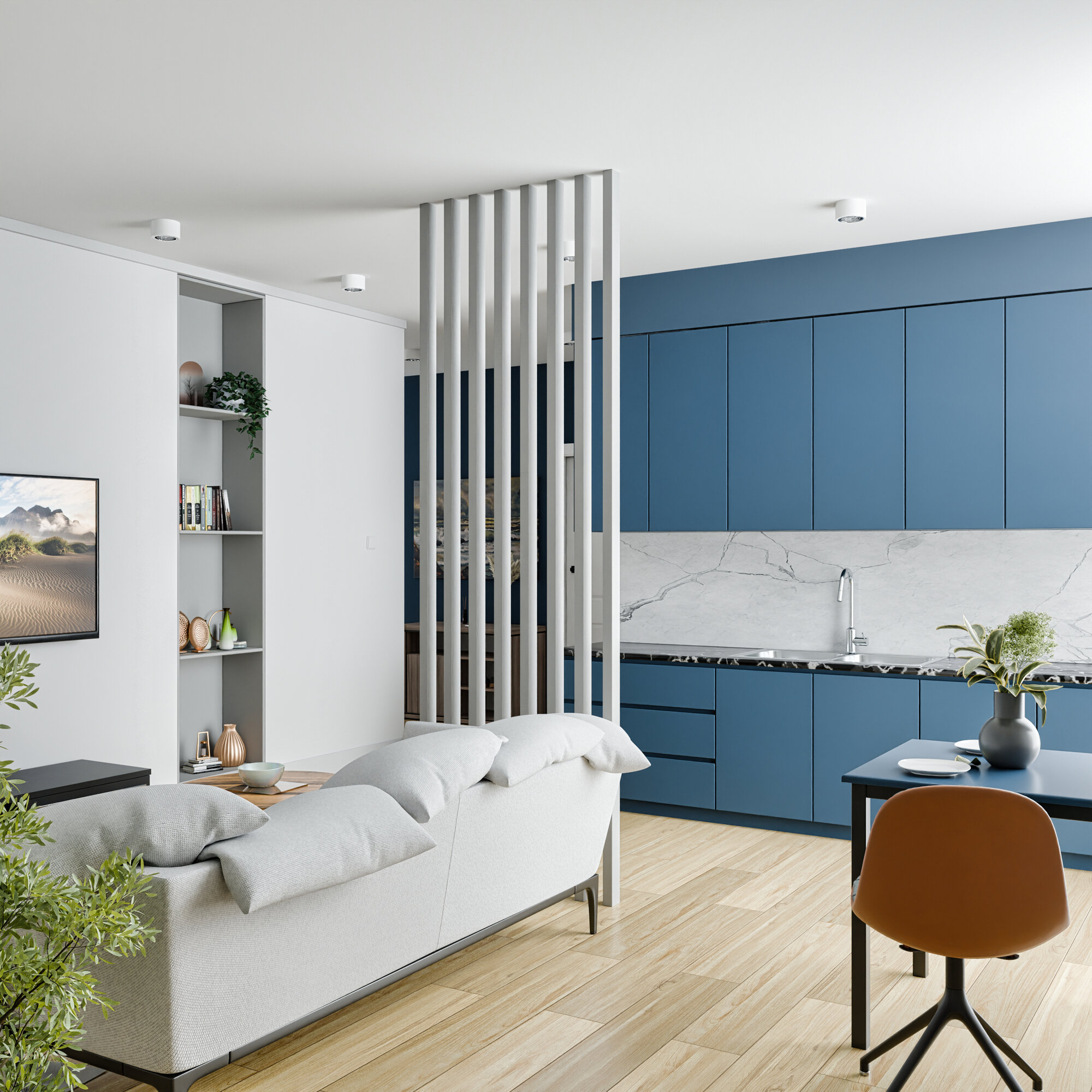 Перегородка из реек для зонирования пространства 864 мм , Светло-серый, ЛДСП