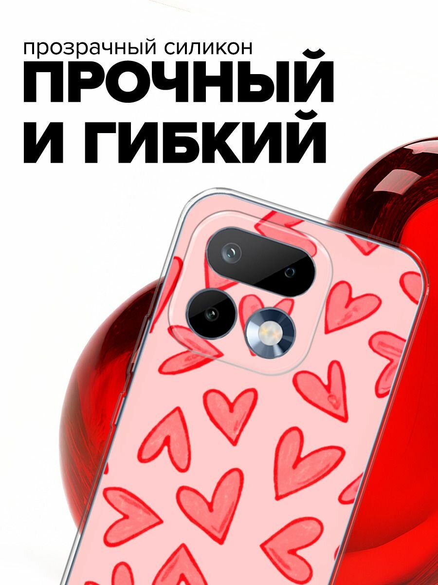 Чехол на Realme 16 Pro / Реалми 16 Про с принтом Меловые сердечки паттерн — фото 1