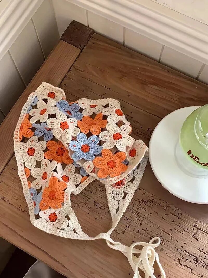 Женский кружевной шарф для волос в стиле ретро, косынка женская вязаная косынка женская вязаная платок белый женский на голову для девочек, кружевная повязка , белые ленты для волос, модный милый бандана кружевная