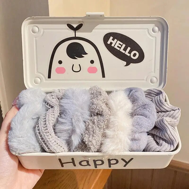 Набор Из 7 Милых Пушистых Резинок Для Волос Для Женщин И Девочек: Мягкие Эластичные Резинки