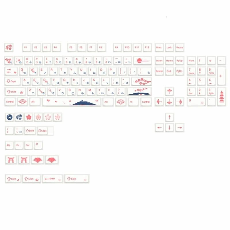 130PCS Сакура Кейкапы для Cherry MX, Японский