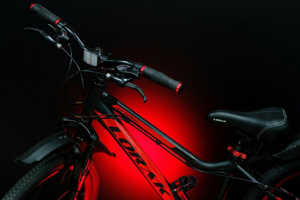 Велосипед подростковый Lorak Dynamic 24 черно-красный, 24 дюйма, рост 130–150, горный, двойной обод, 18 скоростей