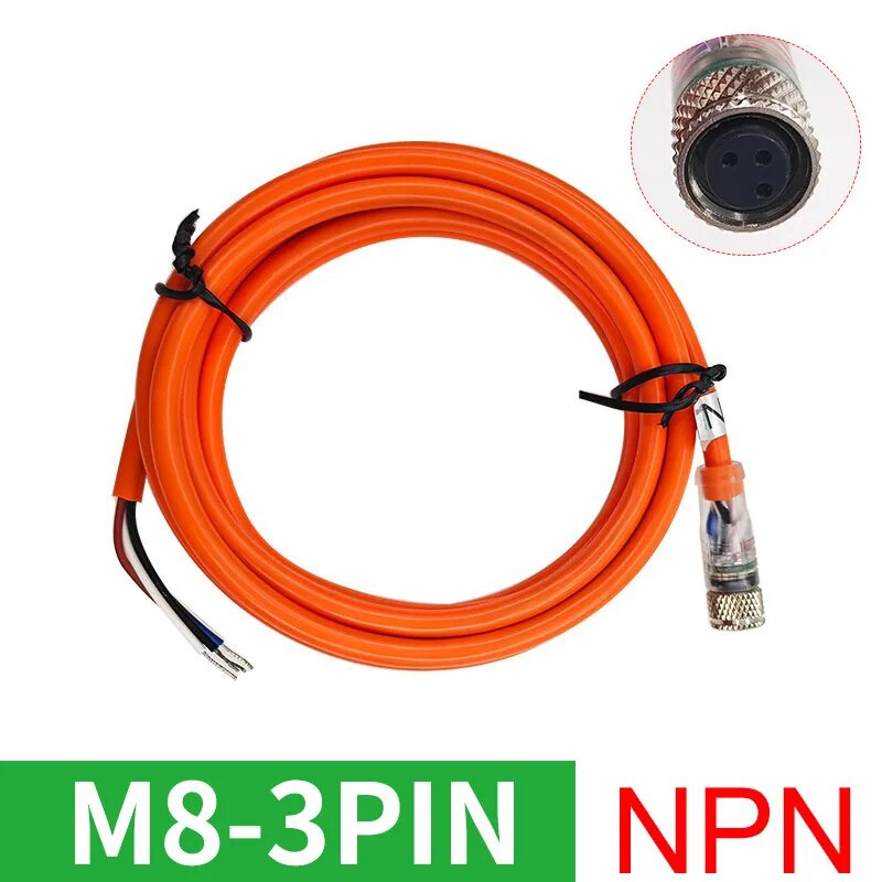 Кабель датчика M8-3PIN NPN, 2м, оранжевый