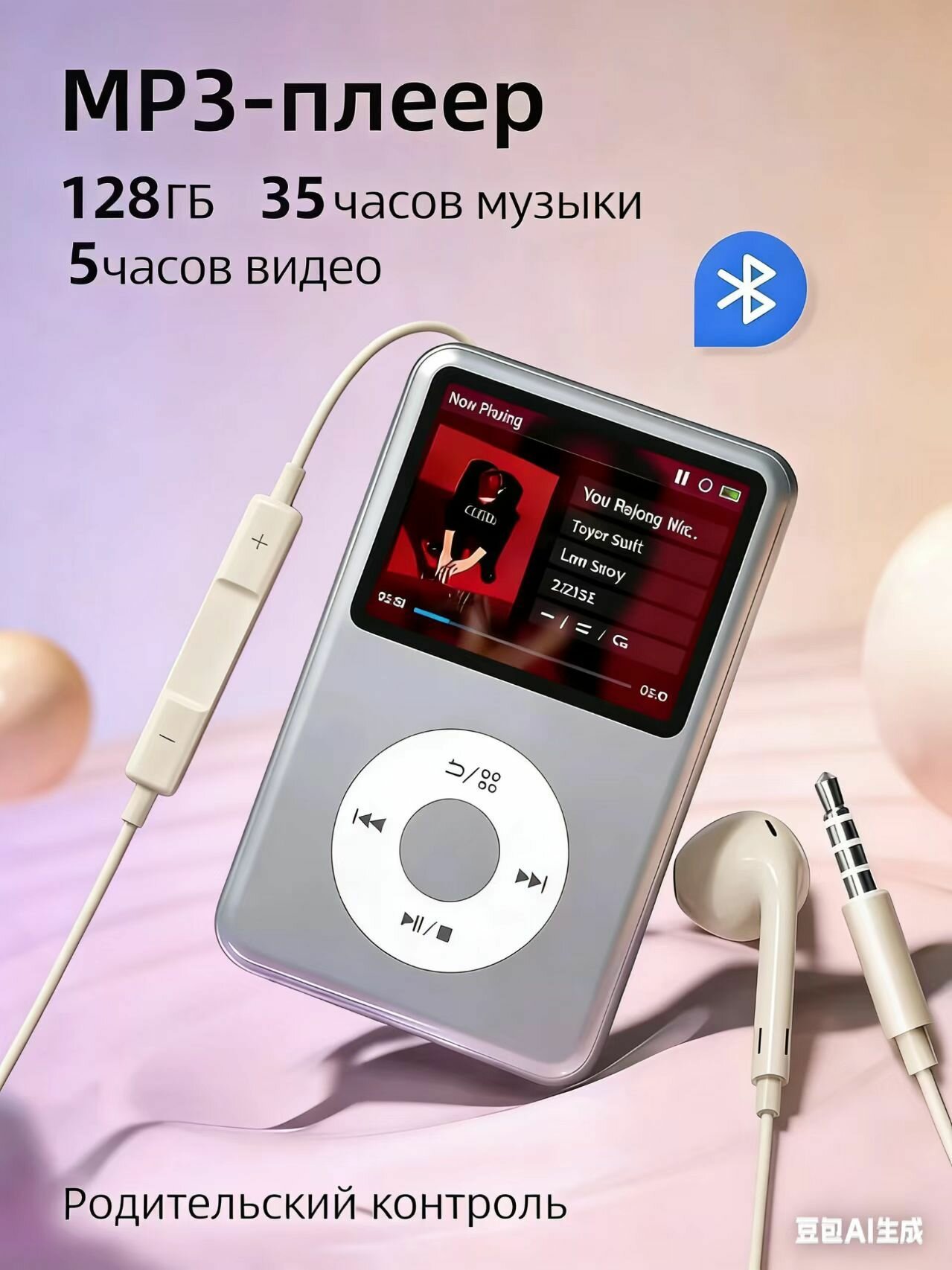 INNIOASIS 128GB Y1 МР3-плеер Колонки с Bluetooth, Ipod Classic Walkman с поддержкой видео, маленькое портативное радио, HiFi музыкальный плеер серый цвет