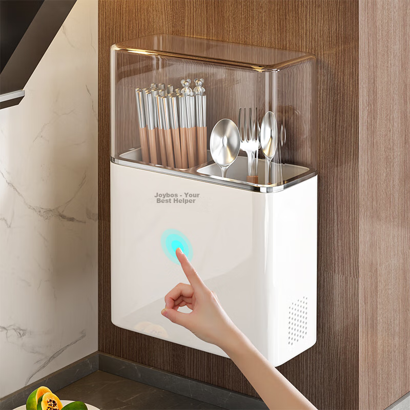 Jiabangshuo Chopstick Storage Box, Wall-Mounted Chopstick Holder, Kitchen Organizer with Lid, Dust-Proof Chopstick Container, Household Chopstick And Spoon Drainer