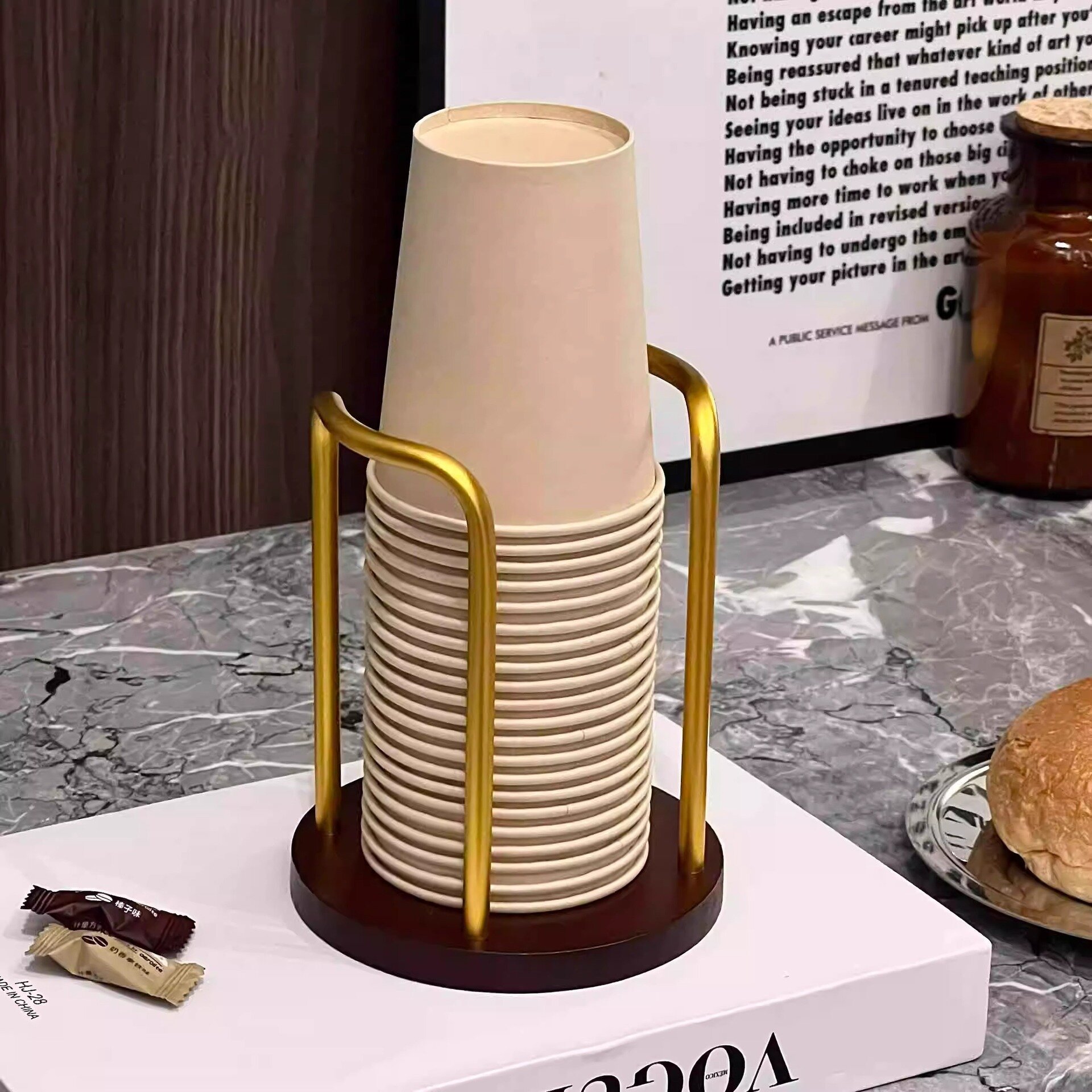 Подставка для одноразовых стаканчиков из массива дерева, высококачественный держатель для бумажных стаканчиков, офисный диспенсер для бумажных стаканчиков, стеллаж для хранения.