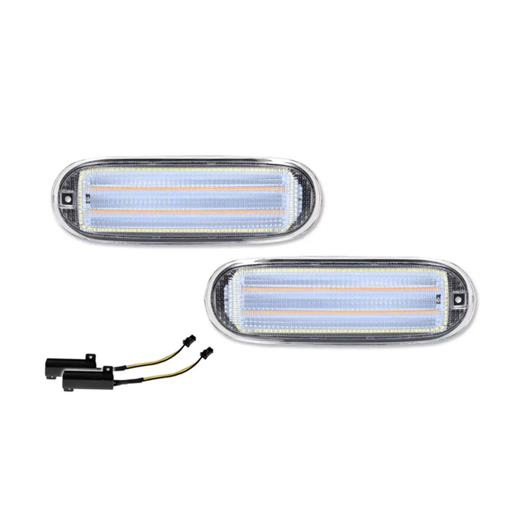 Янтарные динамические светодиодные передние указатели поворота автомобиля с белыми DRL Clear Lens