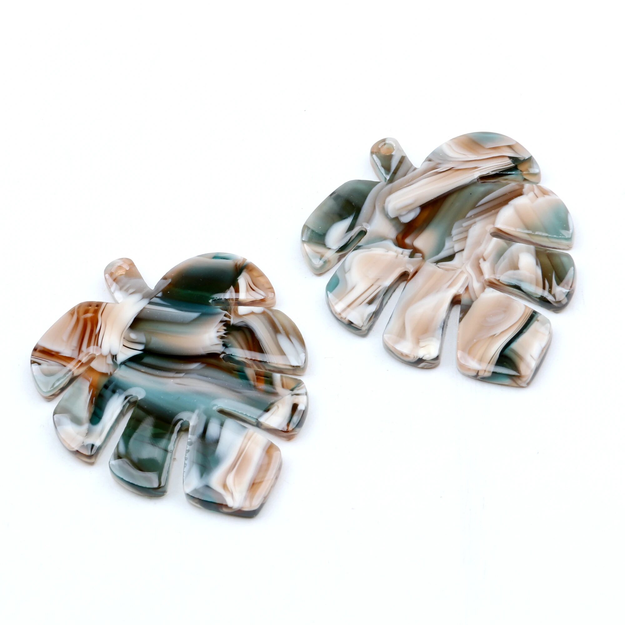 Акриловые подвески, черепаховая ракушка, листья монстеры, набор из 6 штук A367-217AA-6PCS