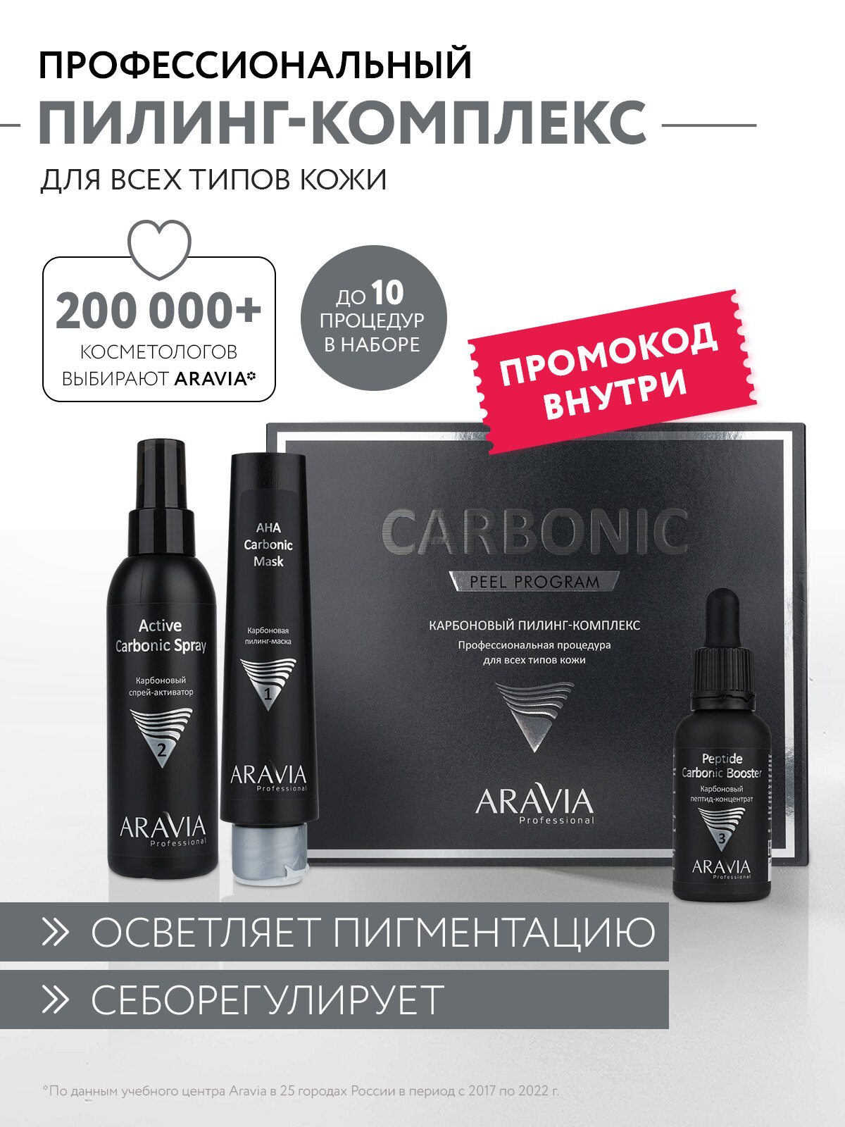 ARAVIA Карбоновый пилинг-комплекс для лица Carbon Peel Program.