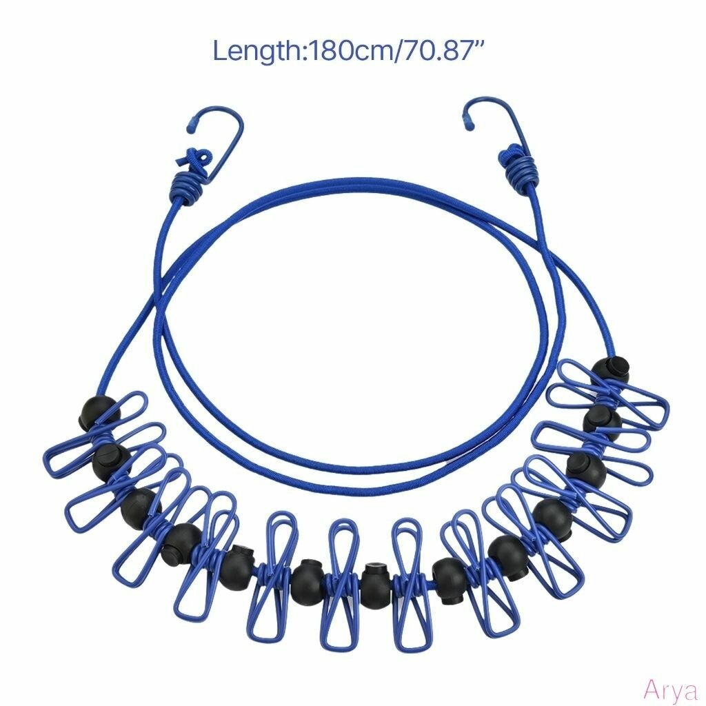 Портативная бельевая веревка с 12 зажимами для путешествий и активного отдыха