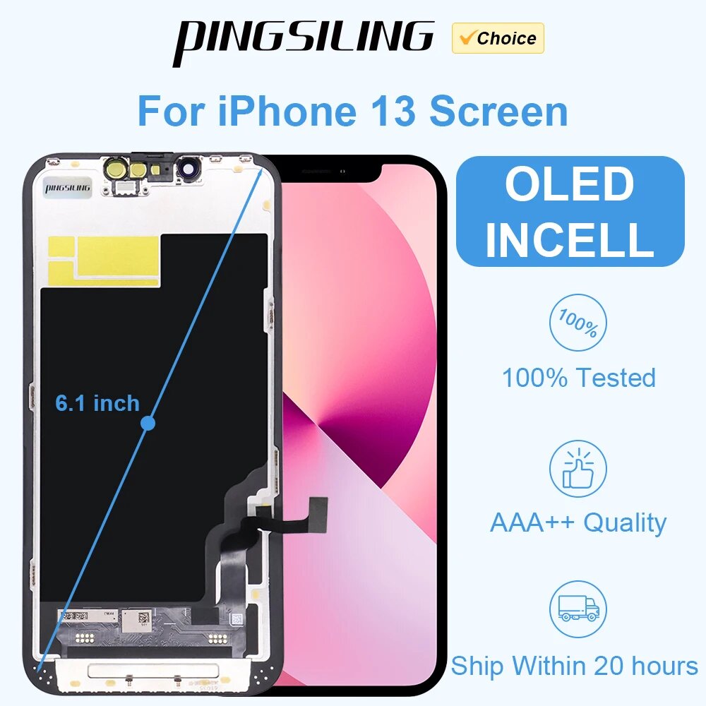 Дисплей PINGSILING для iPhone 13 INCELL с 3D Touch, дигитайзер для ремонта OLED-экрана iPhone 13