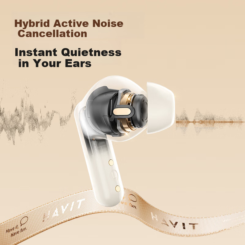 Havit S5mini беспроводные наушники с активным шумоподавлением Bluetooth 5.3 и сверхдолгим сроком службы батареи для