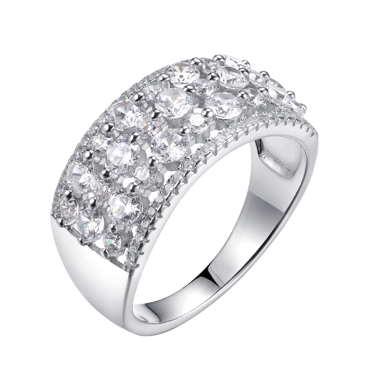 Кольцо, серебро, 925 проба, фианит